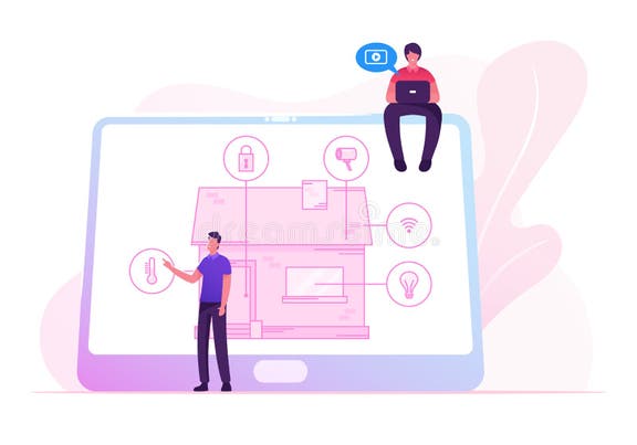 Men with Tablet App for Smart House Technology System with Centralized ...