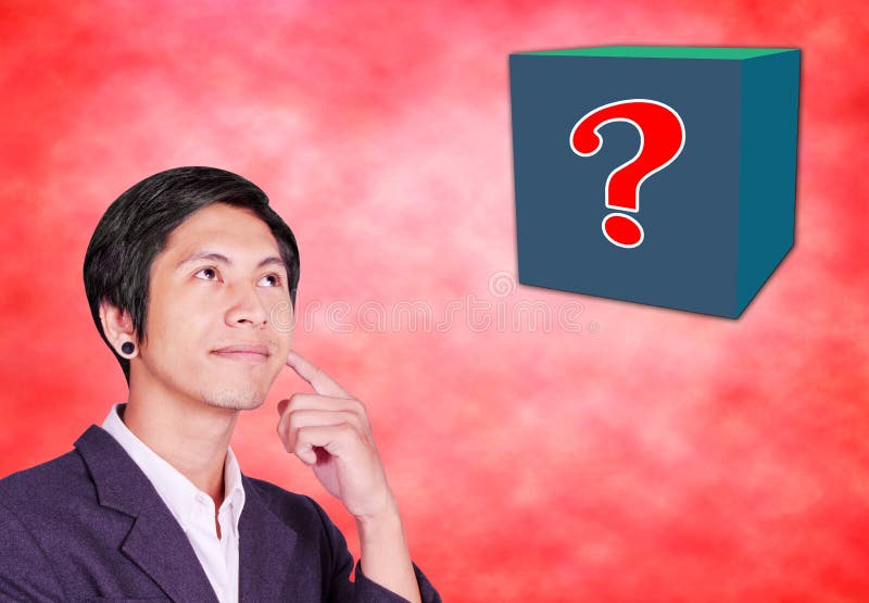 Looking Over Question Mark Box Stock Photo - Image of confidence ...