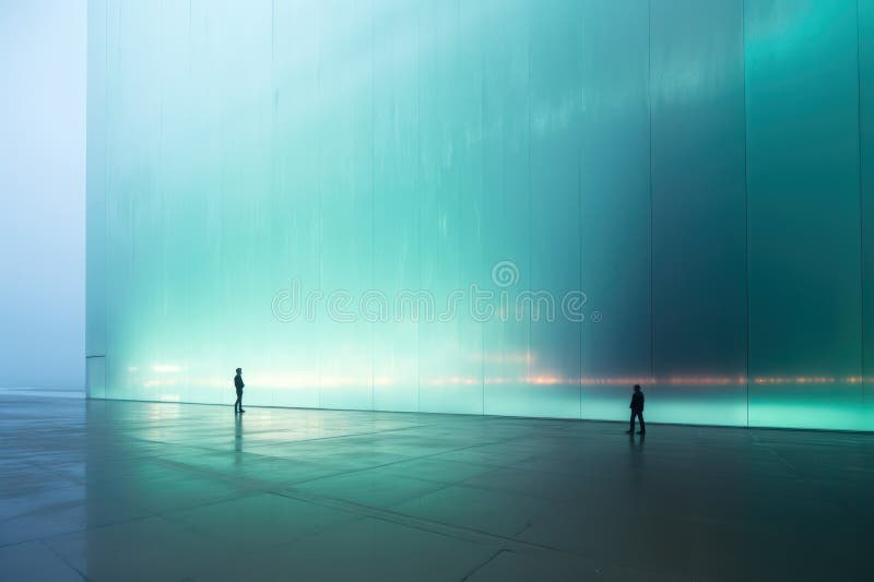 Men and Turquoise Blue Luminous Wall Abstract Background. Generative AI ...