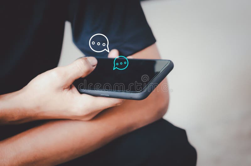 Men Use Mobile Phone Communication Devices.Digital Technology Dealing ...