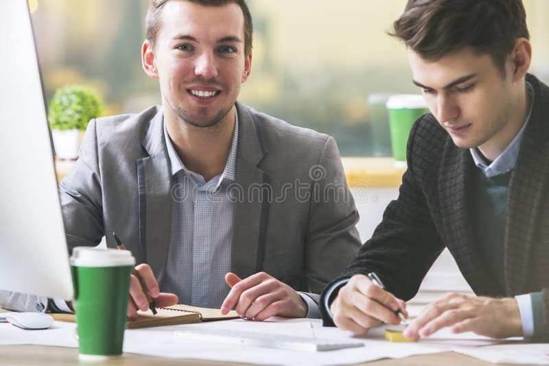 Man using computer stock photo. Image of mockup, back - 73558680