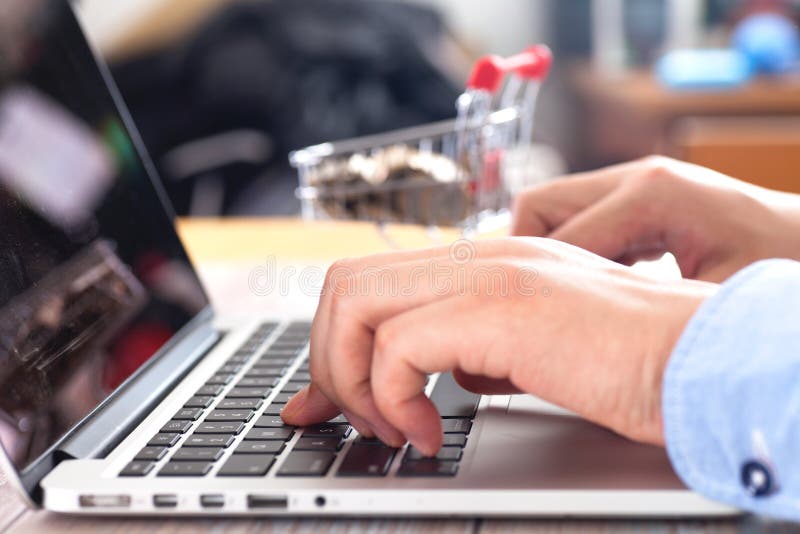 Men Using Computer Online Shopping Stock Image - Image of overseas ...