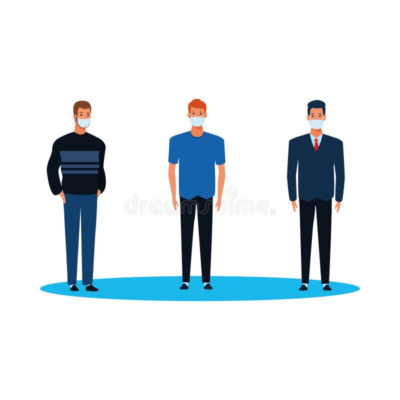 Men Using Face Mask for Character Stock Vector - Illustration of ...