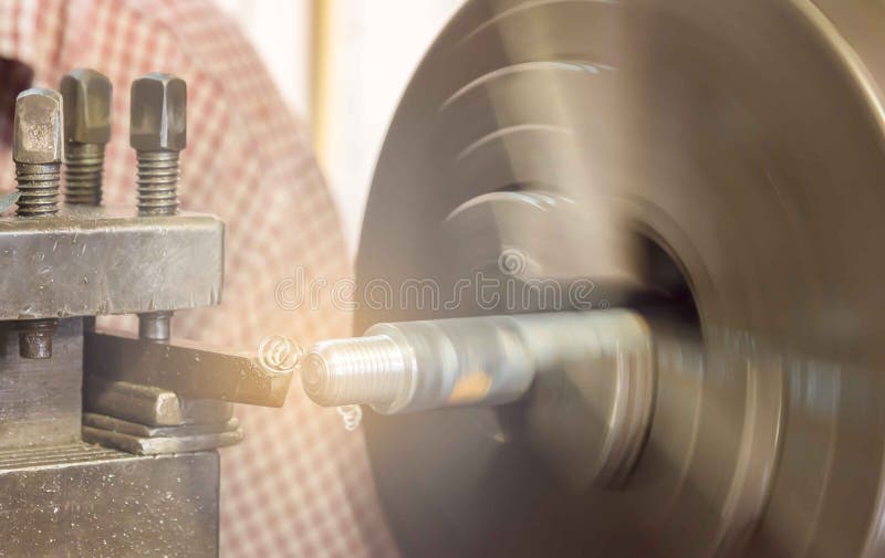 Men are Using a Lathe To Make Thread from the Steel Shaft Stock Image ...