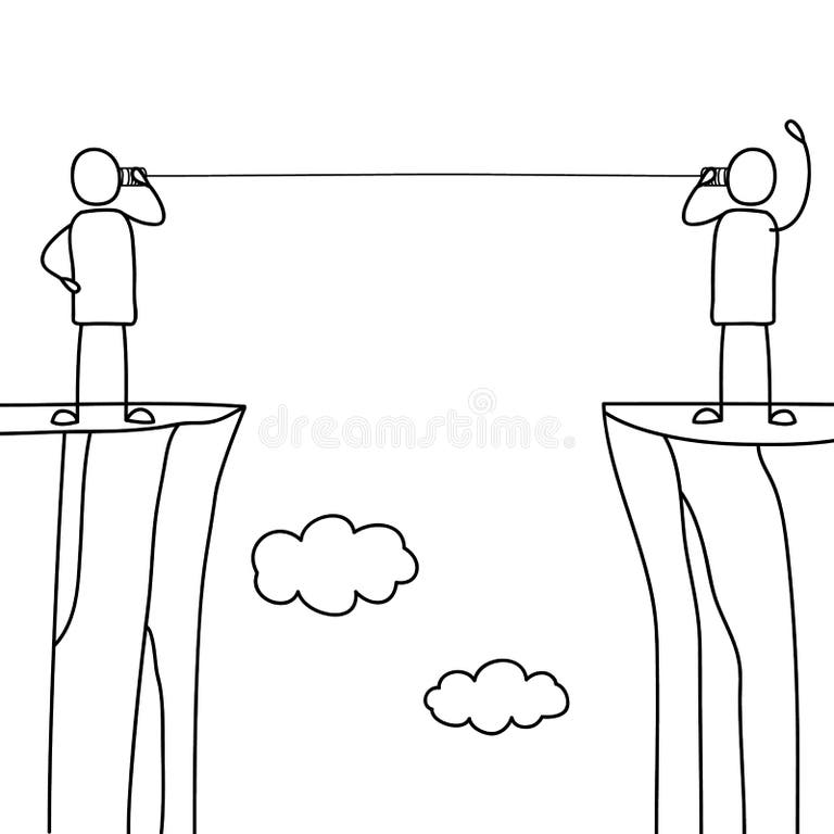 Men using tin can phone. stock vector. Illustration of background ...