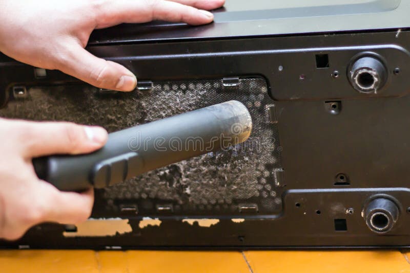 Men vacuuming computer stock image. Image of fixing, desk - 92572657