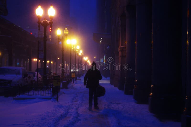 Men walking winter night stock photo. Image of street - 59906392