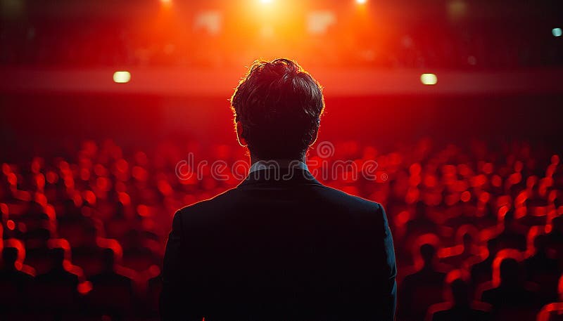 Men Watching Performance in Stage Theater, Glowing Success Generated by ...