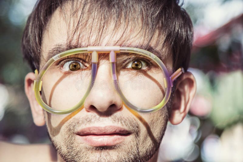 Men Wearing a Strange Glasses Stock Photo - Image of joke, humour: 70853492