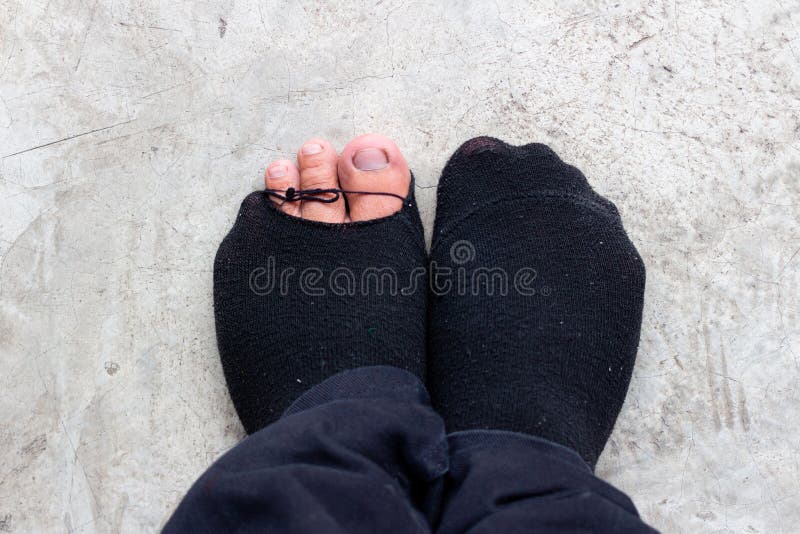 Men Wearing Torn Socks on Concrete Stock Photo - Image of dignified ...