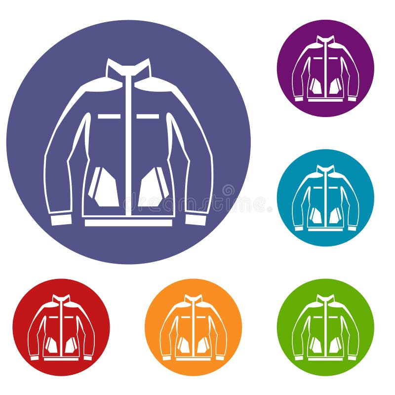 Men Winter Jacket Icons Set Stock Vector - Illustration of isolated ...