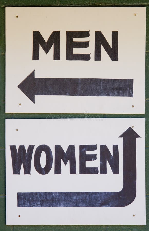 Men and Women Bathroom Direction Signs Stock Photo - Image of bathroom ...