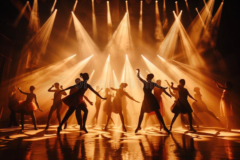 Men and Women. Dance Group Show with Lights. Stock Image - Image of ...
