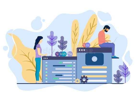 Men and Women Develop a Website Together Stock Vector - Illustration of ...