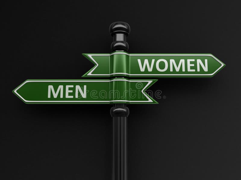 Men and Women Pointers on Signpost Stock Illustration - Illustration of ...