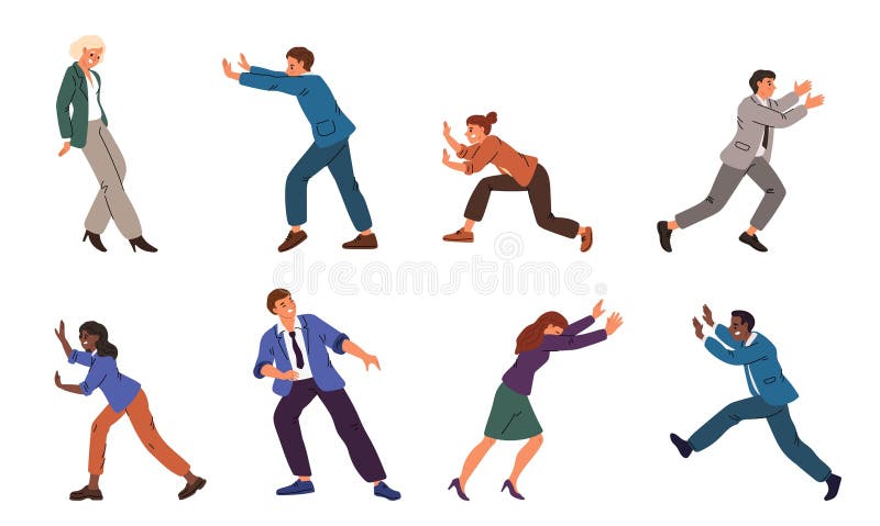 Work Pushing Pulling Stock Illustrations – 206 Work Pushing Pulling ...