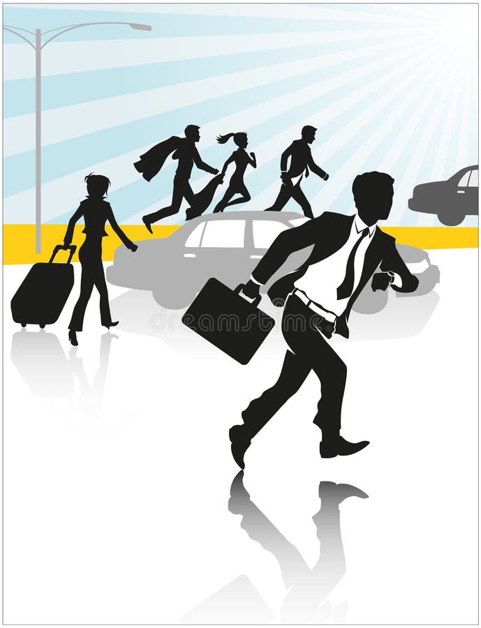 Men & Women Running at Rush Hour Stock Vector - Illustration of hurry ...