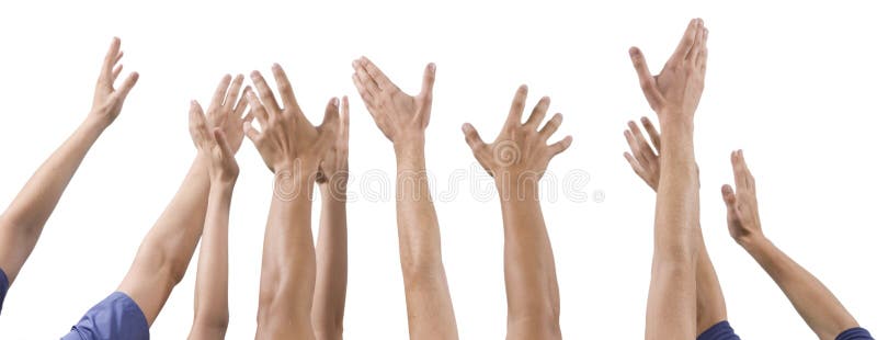 Men and Women S Hands Up Raised Stock Image - Image of palm, greeting ...