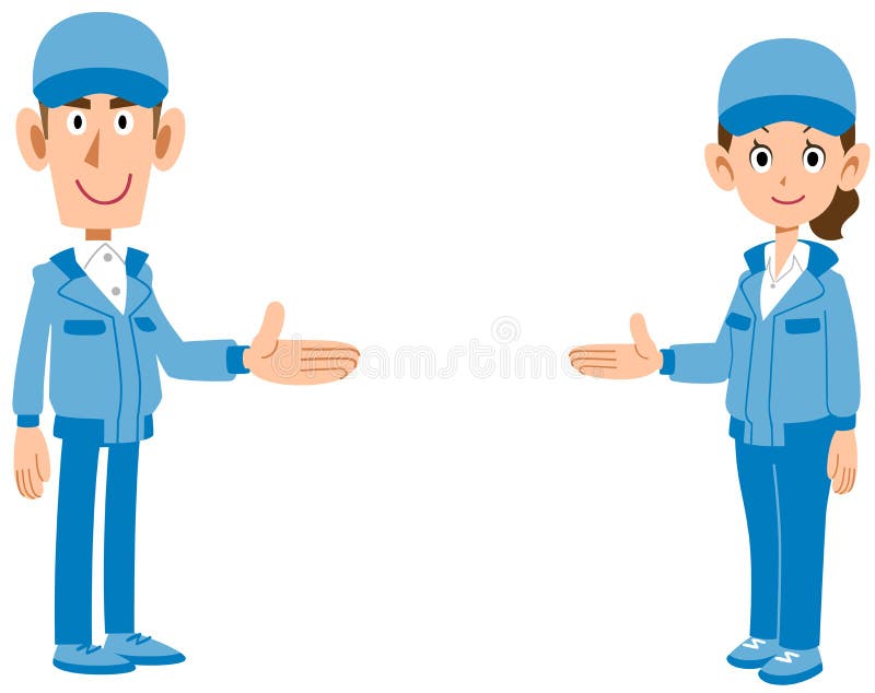 Man and Woman Staff Wearing Work Clothes To Introduce Stock Vector ...