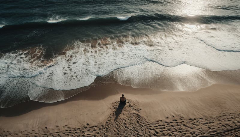 Men and Women Walking on Wet Sand Generated by AI Stock Illustration ...