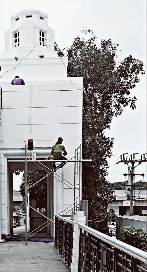 Men at Work! Changing Old Structure To New Paint. Editorial Photography ...