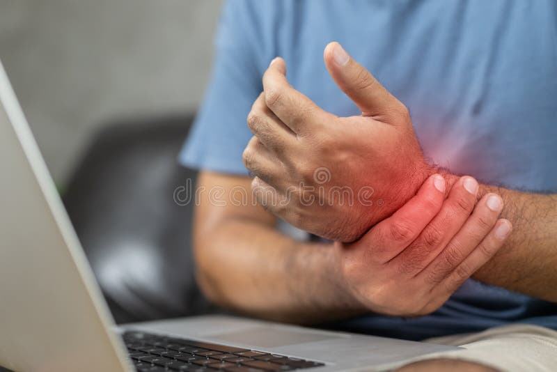 Men Work so Hard that they Have Office Syndrome. he Has Wrist Pain ...