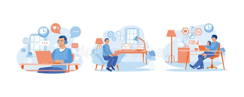 Men Work from Home. Analyzing Candlestick Charts. Using His Laptop To ...