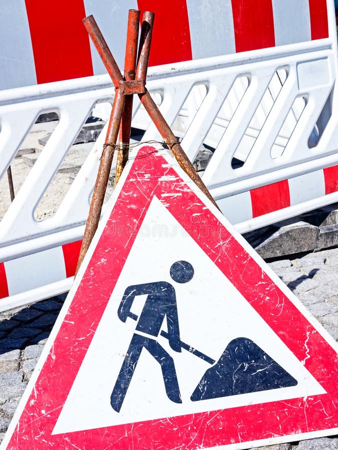 Men at work sign stock image. Image of construction, striped - 29548975