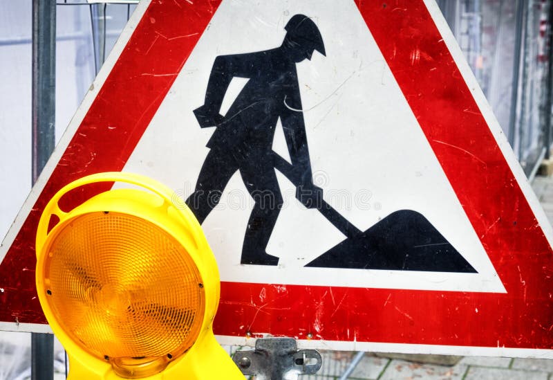 Men at work sign stock image. Image of used, road, warning - 30402547