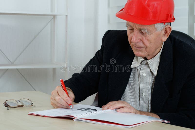 Men at work writing stock photo. Image of paper, drafting - 64658588