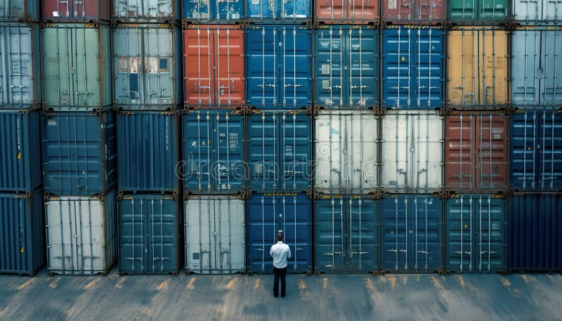 Men Worker at Shipping Containers, Warehousing and Logistic Shipping ...