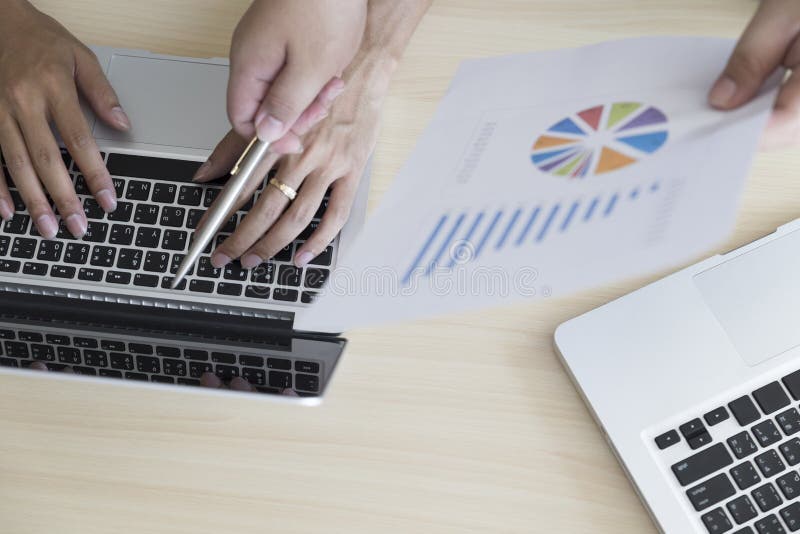 Men Working with Business Document and Computer Notebook Stock Image ...