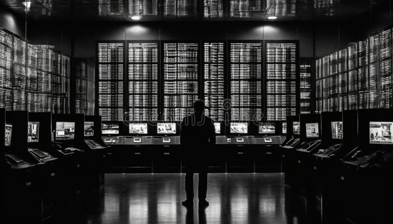 Men Working on Computers in Modern Library Generated by AI Stock ...