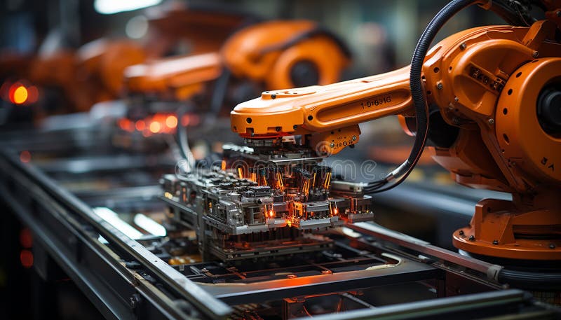 Men Working in a Factory Control Machinery, Turning Metal with ...