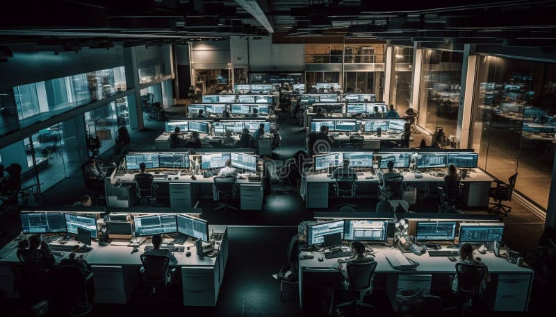 Men Working Inside Modern Factory with Robotic Arm Generated by AI ...