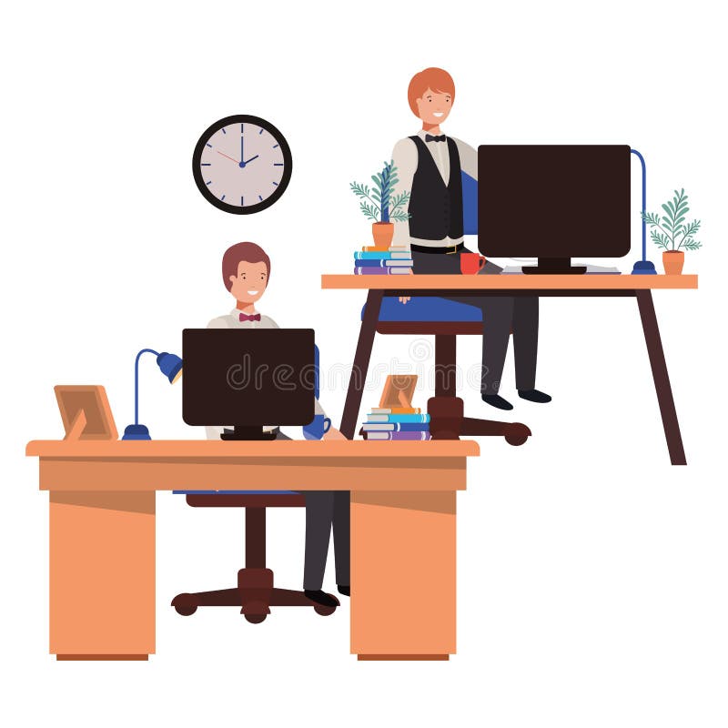 Men Working in the Office Avatar Character Stock Vector - Illustration ...