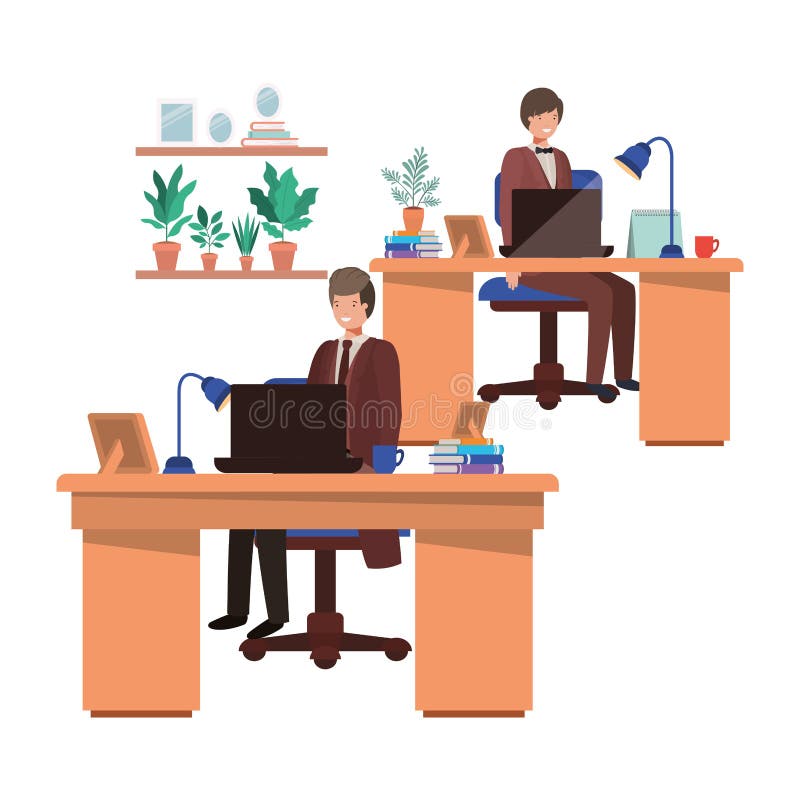 Men Working in the Office Avatar Character Stock Vector - Illustration ...
