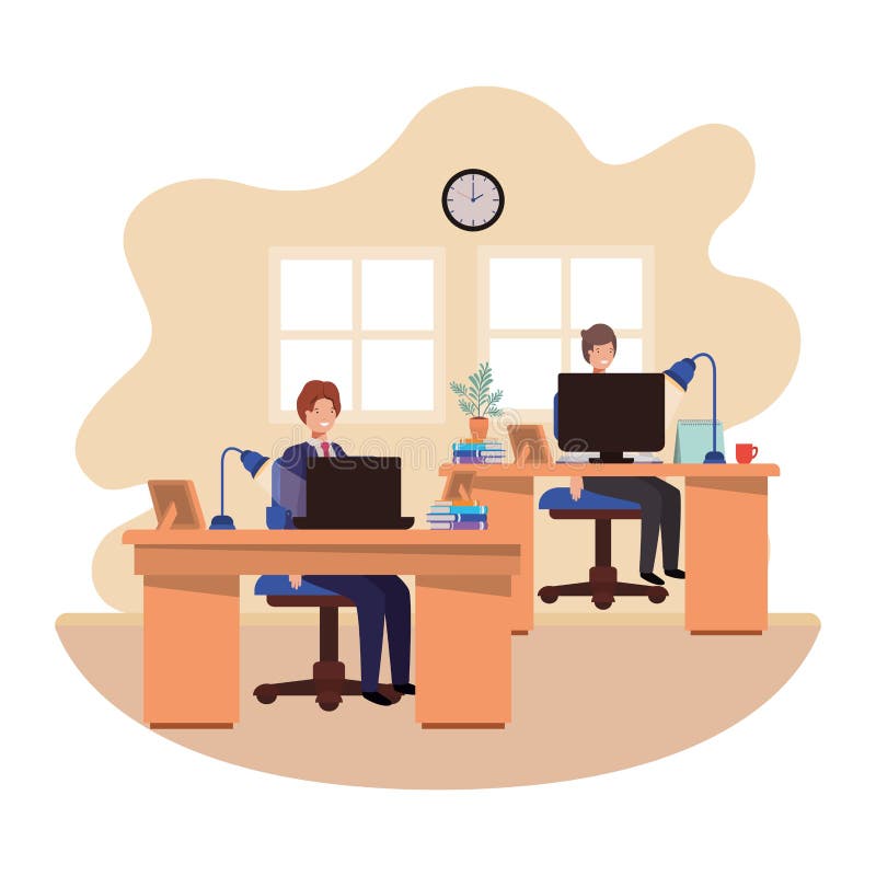 Men Working in the Office Avatar Character Stock Vector - Illustration ...