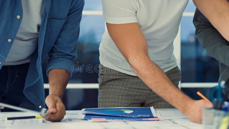 Men Working at Office. Three Men Architectures Working at Office. Hands ...