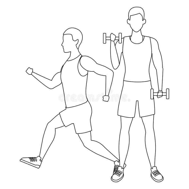 Men working out stock vector. Illustration of strength - 142098903