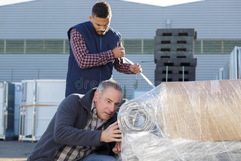 Men Working Outdoors Factory Stock Image - Image of fuel, generator ...