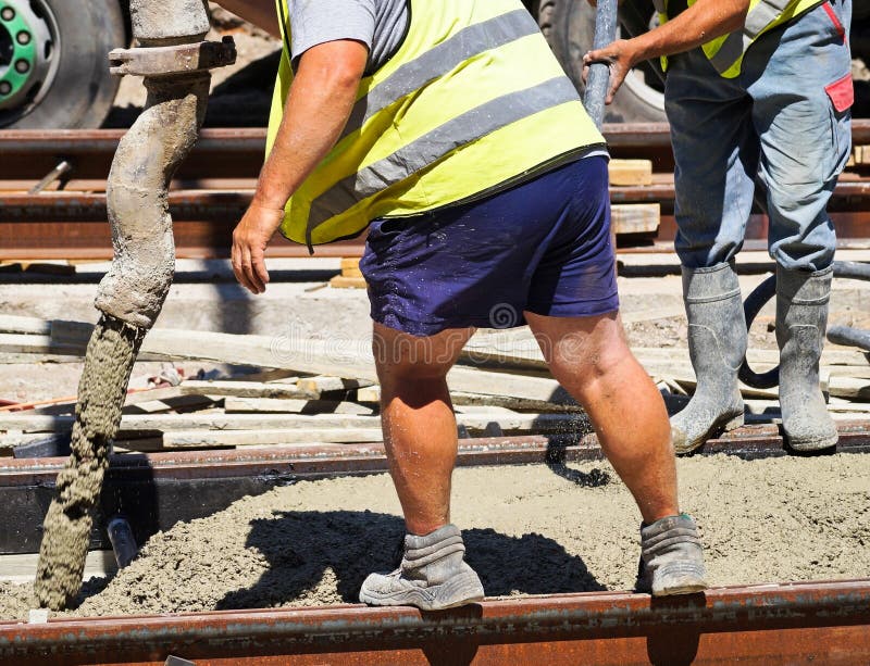 Men are Working at the Railway Construction Stock Photo - Image of ...