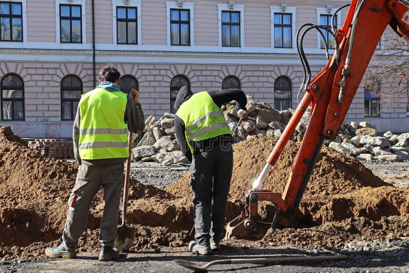 Men are Working at the Road Construction Editorial Stock Photo - Image ...
