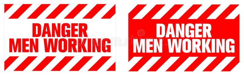 Men working warning sign. stock vector. Illustration of notice - 208259503
