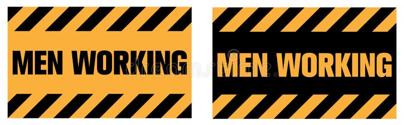 Men working warning sign. stock vector. Illustration of yellow - 206911109