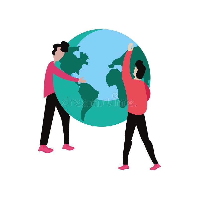 Men with world protection stock illustration. Illustration of life ...