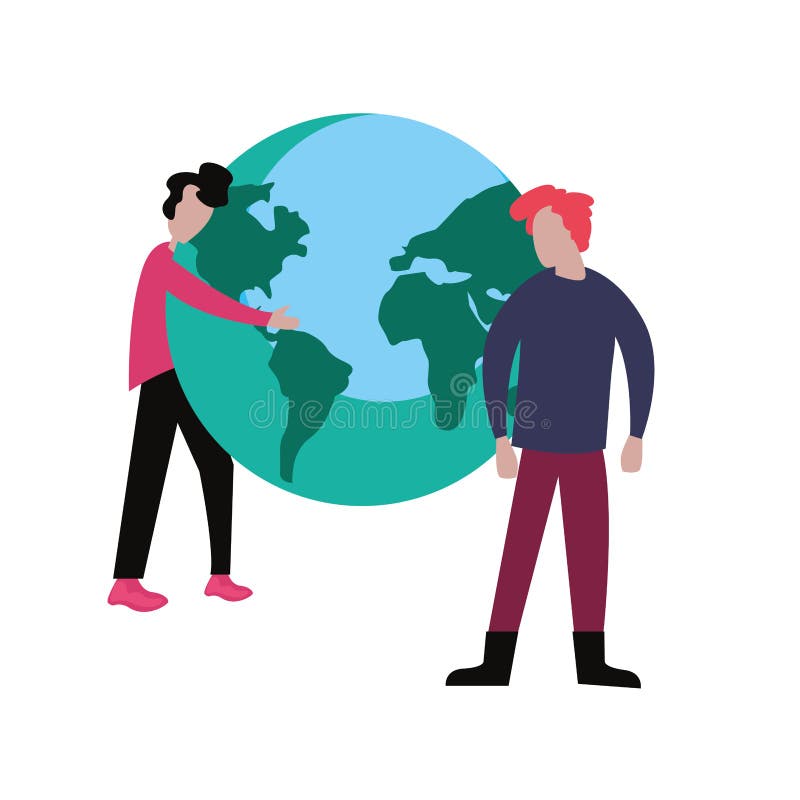 Men with world protection stock illustration. Illustration of life ...