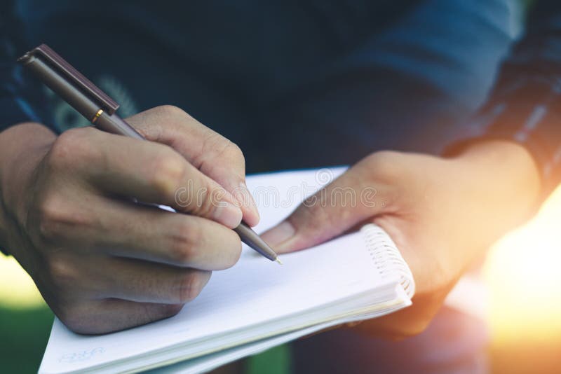 Men Write a Note on the Paper Record Stock Photo - Image of survey ...