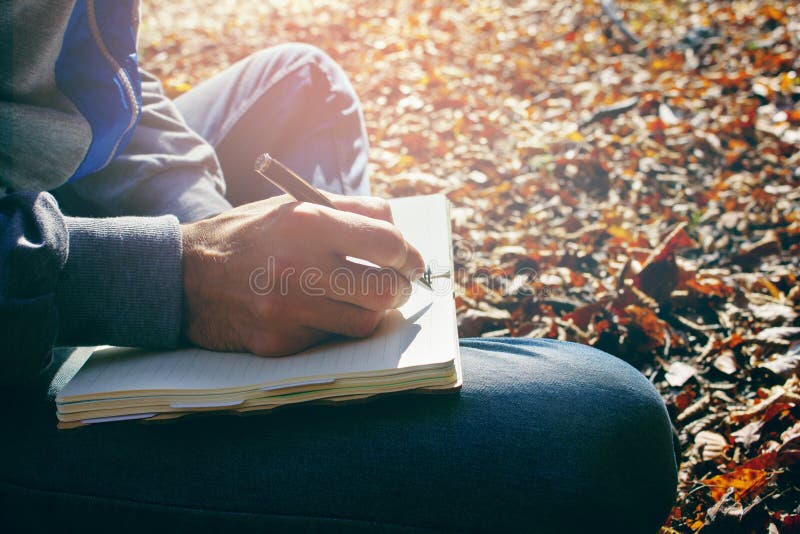Men Write Notes Nature Trails, Mountains, Forests Stock Photo - Image ...