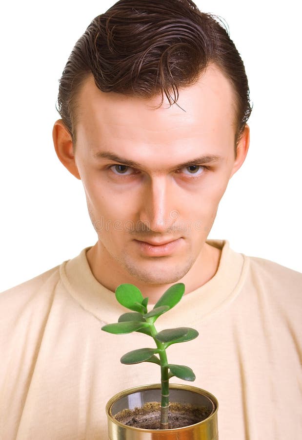 Men with a young plant stock image. Image of growth, plant - 9436741